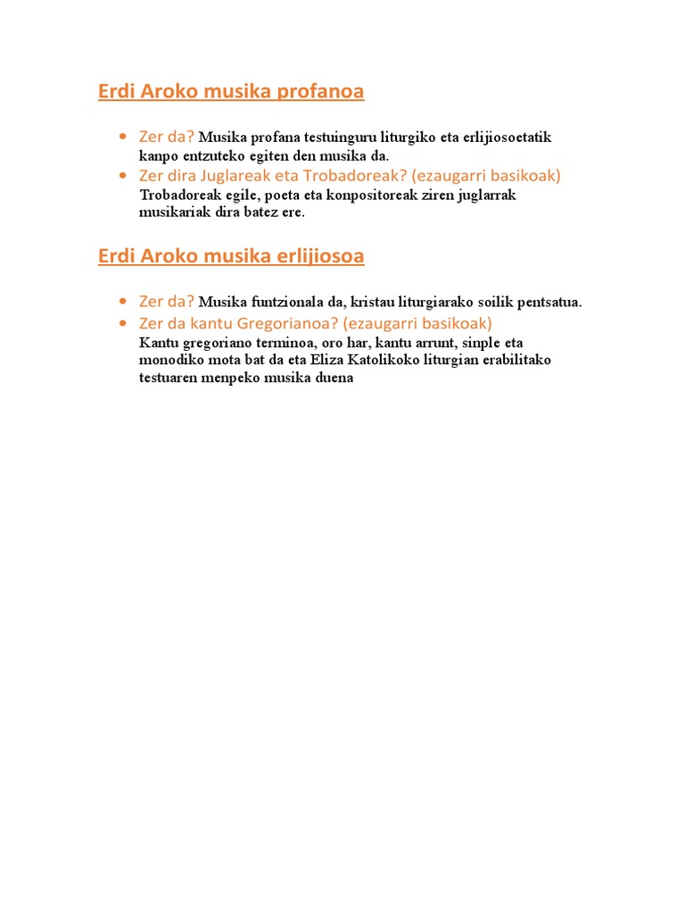 Erdi Aroko Musika Nerea Arancón | PDF