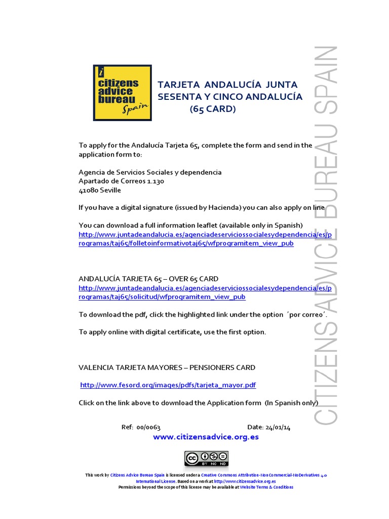 Tarjeta Andalucia Junta 65 Card Explained1 PDF | PDF | Creative Commons ...