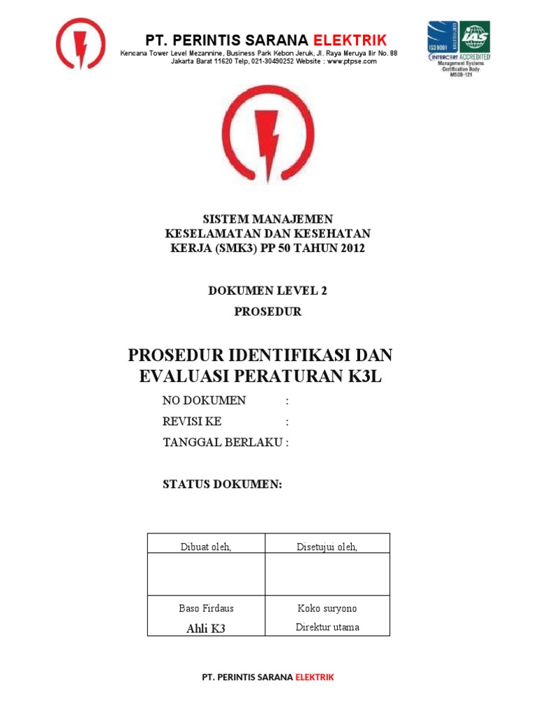 Iii.6 Prosedur Identifikasi Dan Evaluasi Pemenuhan Peraturan K3L | PDF