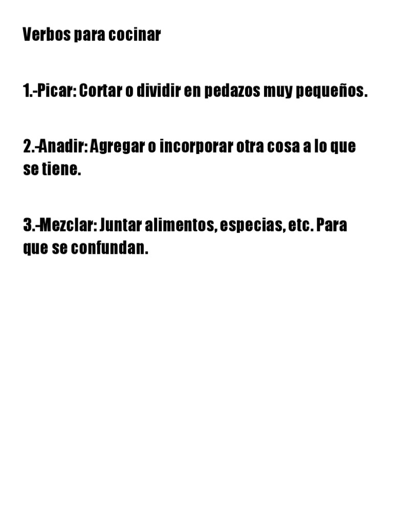 Verbos para cocinar.pdf | PDF