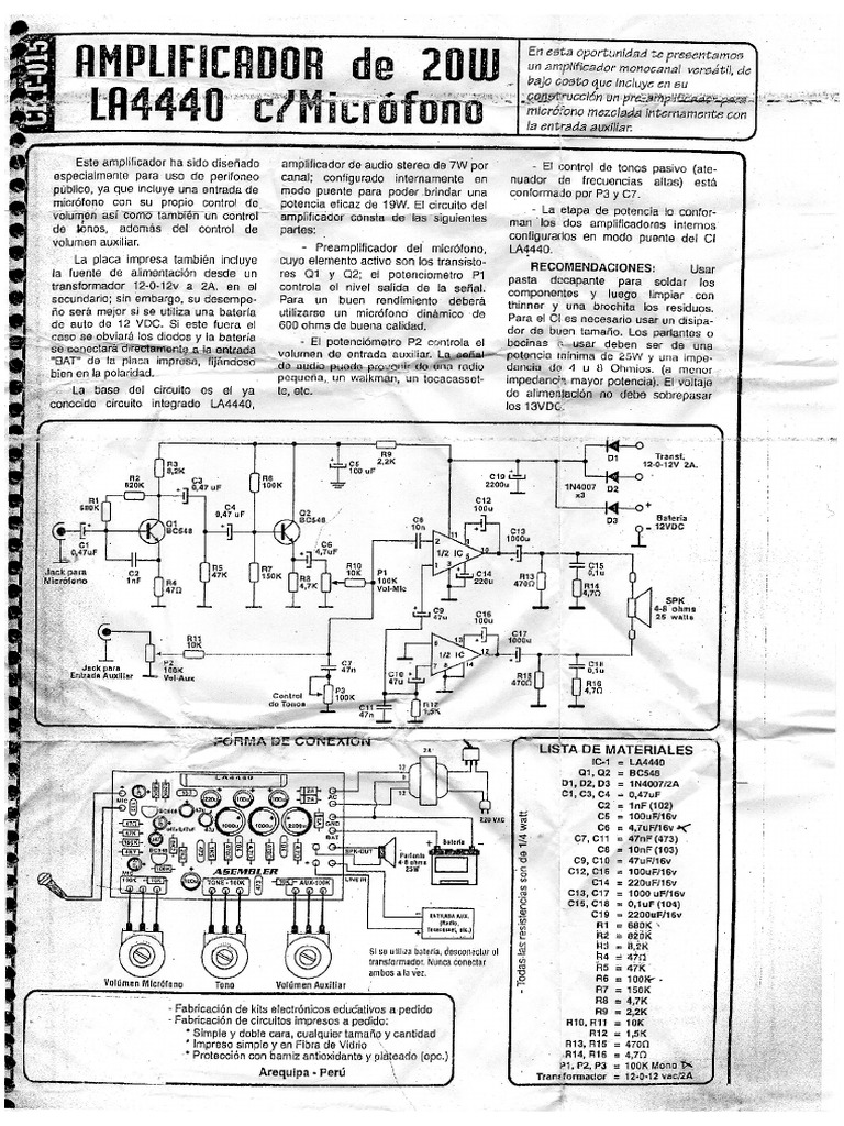 PCB de Amplificador La 4440 (Probado) | PDF