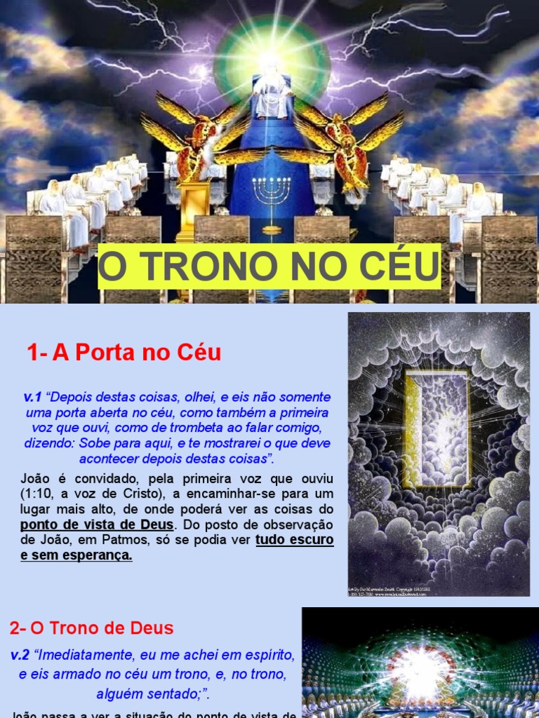 A visão celestial de João: o trono de Deus cercado por serafins, anciãos e cordeiros | PDF ...