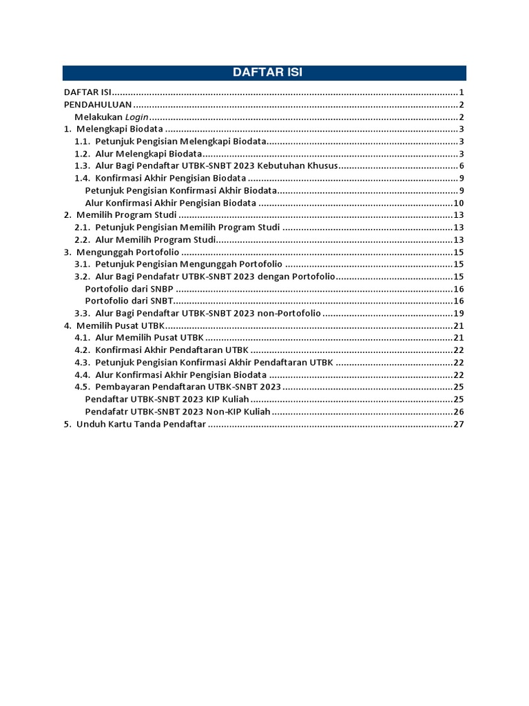 Panduan Pendaftaran UTBK-SNBT 2023 Rev | PDF