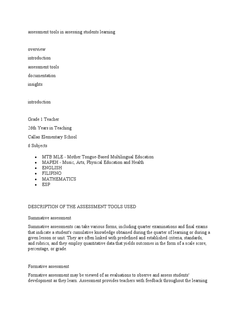 Effective Assessment Tools for Students | PDF | Educational Assessment ...