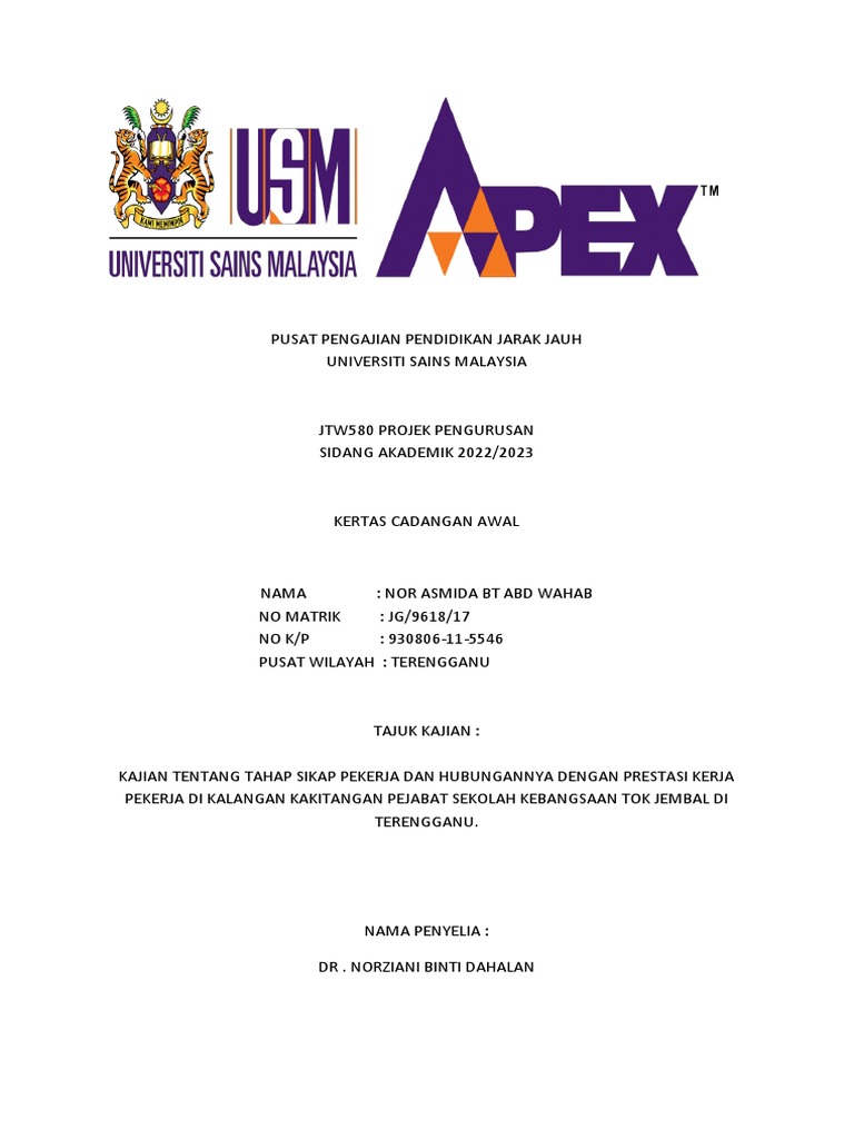 Nor Asmida BT Abd Wahab (JTW580) | PDF