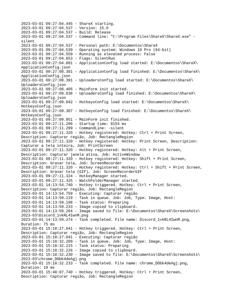 ShareX Log 2023 03 | PDF | Keyboard Shortcut | Screenshot