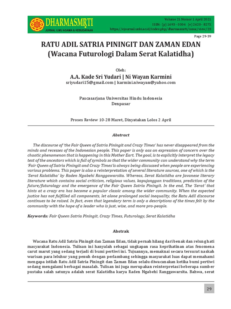 Ratu Adil Jaya Baya | PDF | Java | Indonesia