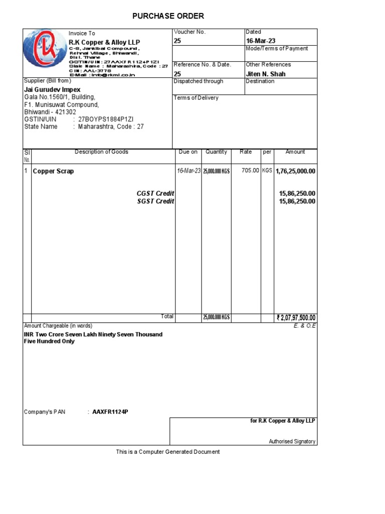 Purchase Order PDF | PDF