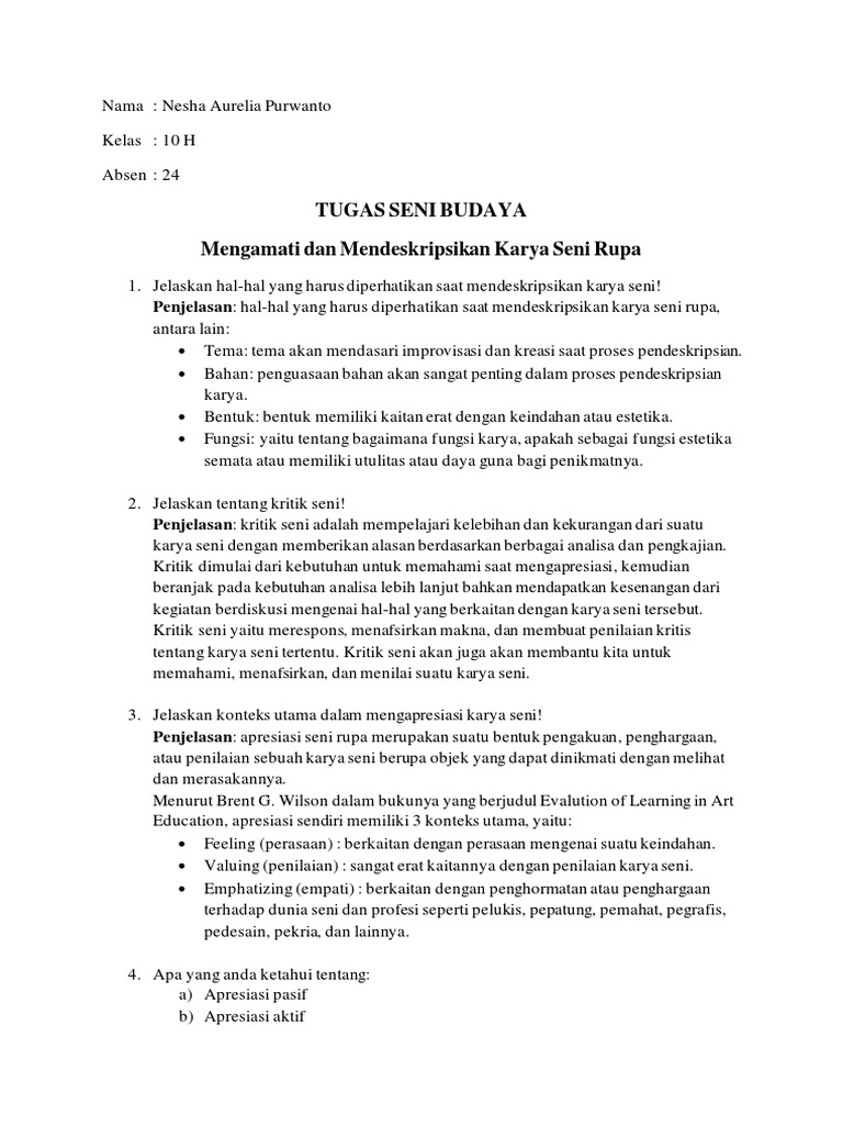 Tugas Seni Budaya (Mendeskripsikan Dan Dan Mengamati Karya Seni Rupa ...