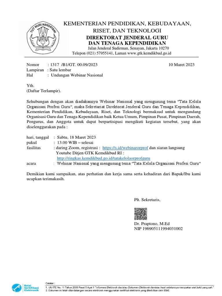Undangan Peserta Webinar | PDF