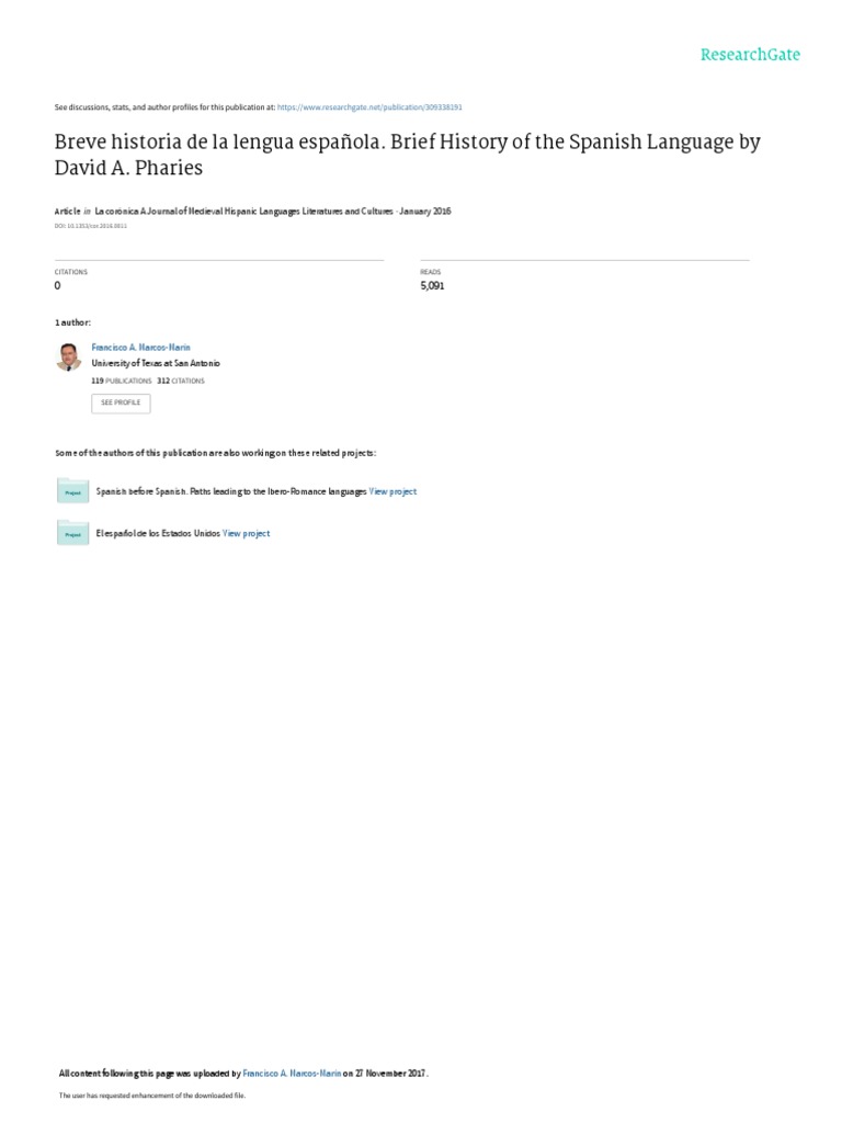 Breve Historia de La Lengua Espanola Brief History | PDF | Spain