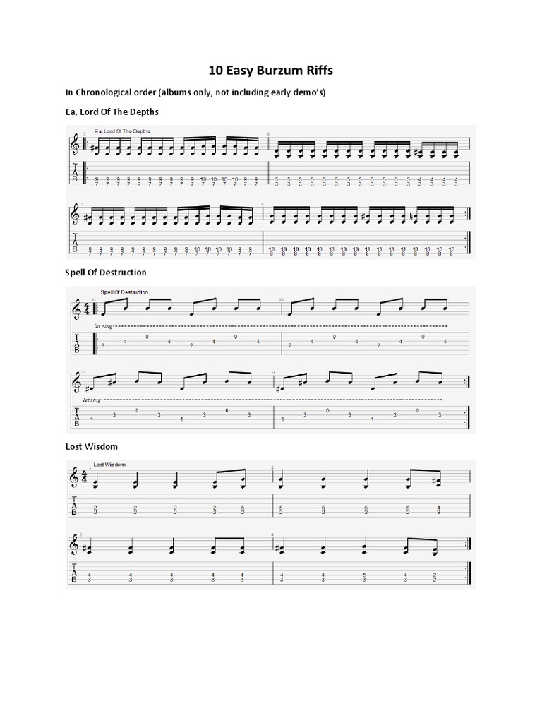 10 Easy Burzum Riffs PDF | PDF