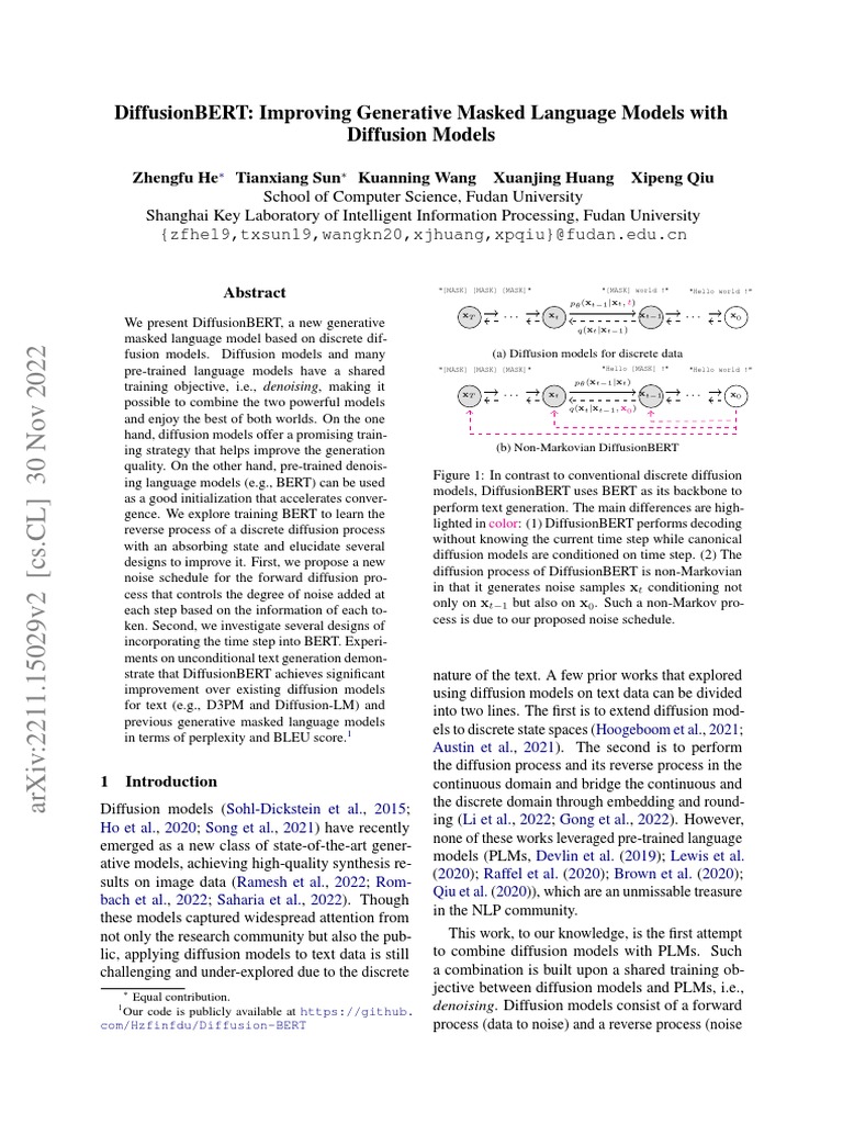 Diffusionbert: Improving Generative Masked Language Models With ...