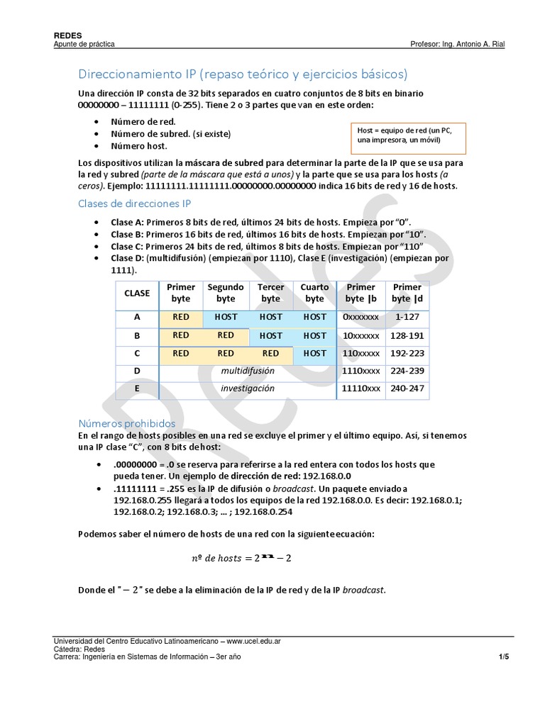 Redes Practica.01 | PDF | Dirección IP | Protocolos de comunicaciones