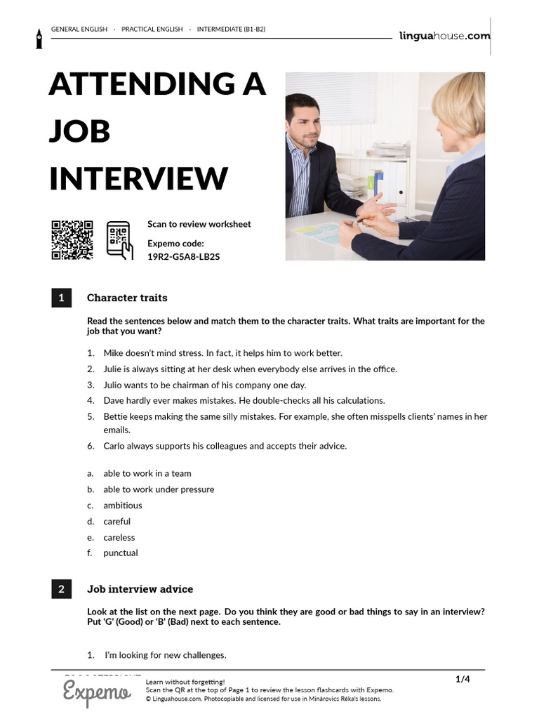Attending A Job Interview British English Student 2 | PDF | Job Interview