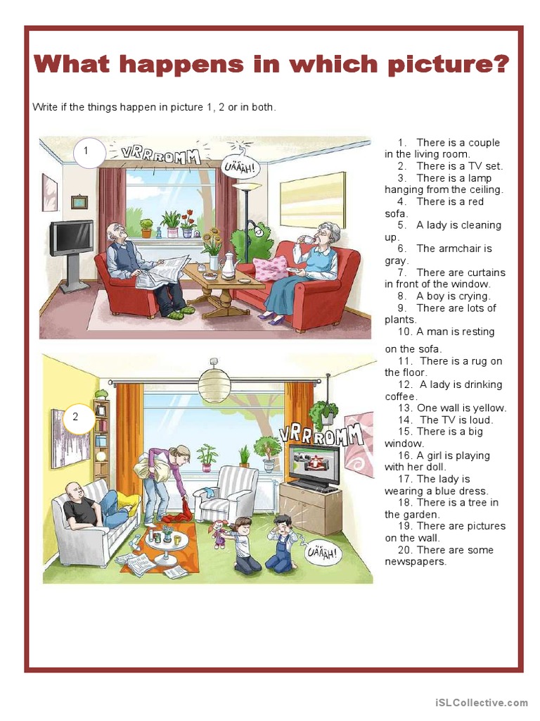 Picture Description - What Happens in Which Picture - Living Room | PDF