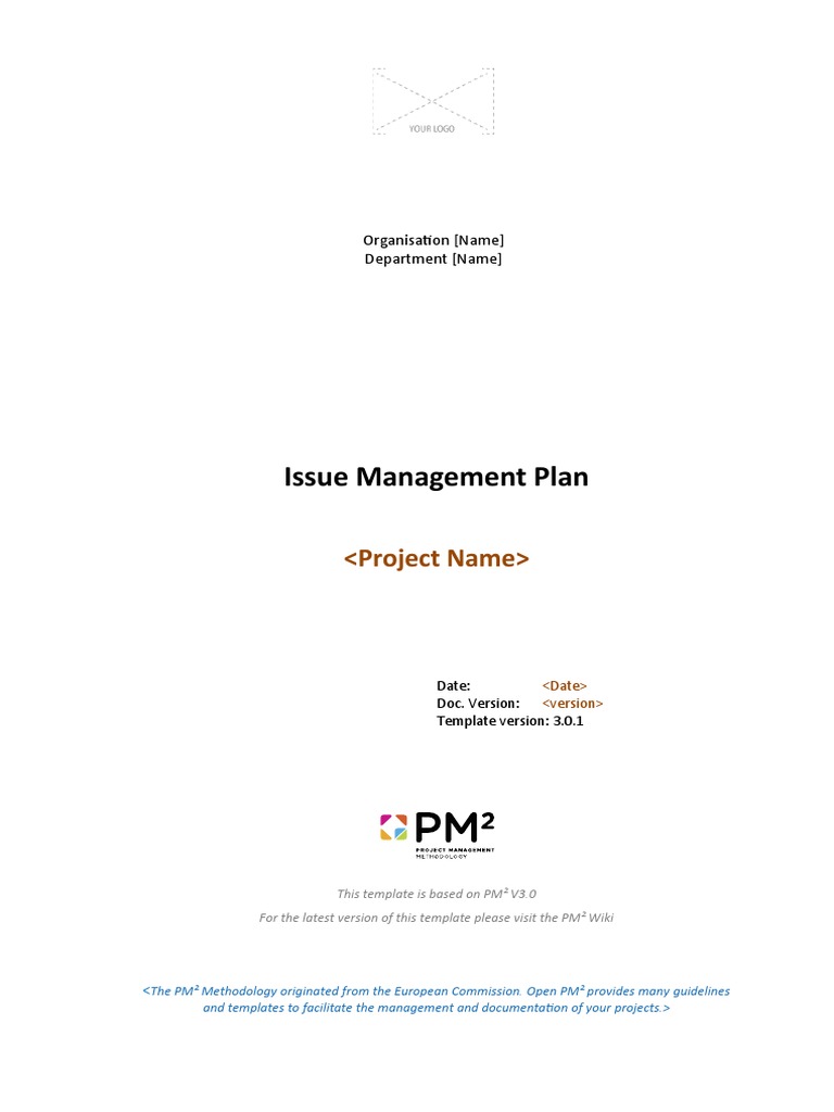 (OPM2-14 P TPL v3 0 1) Issue - Management - Plan (ProjectName) (Dd-Mm-Yyyy) (VX X) | PDF ...