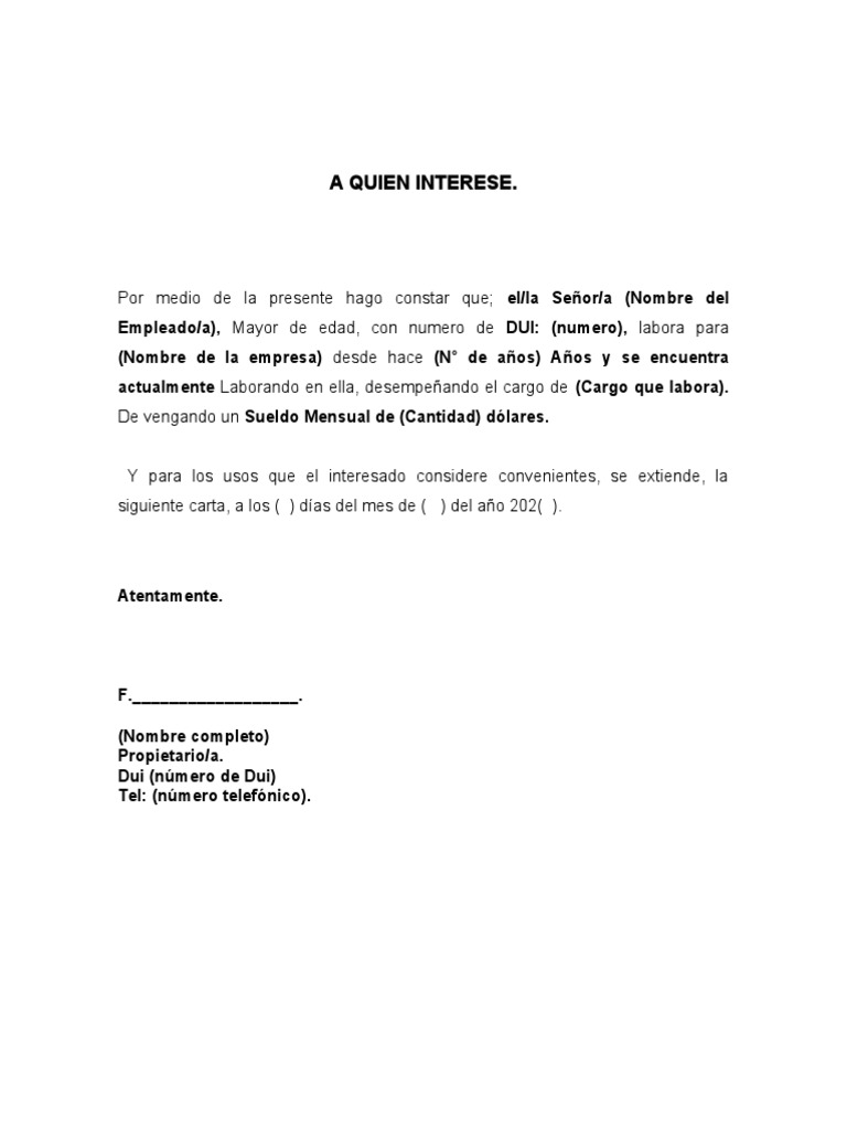 Formato de Constancia de Sueldo | PDF
