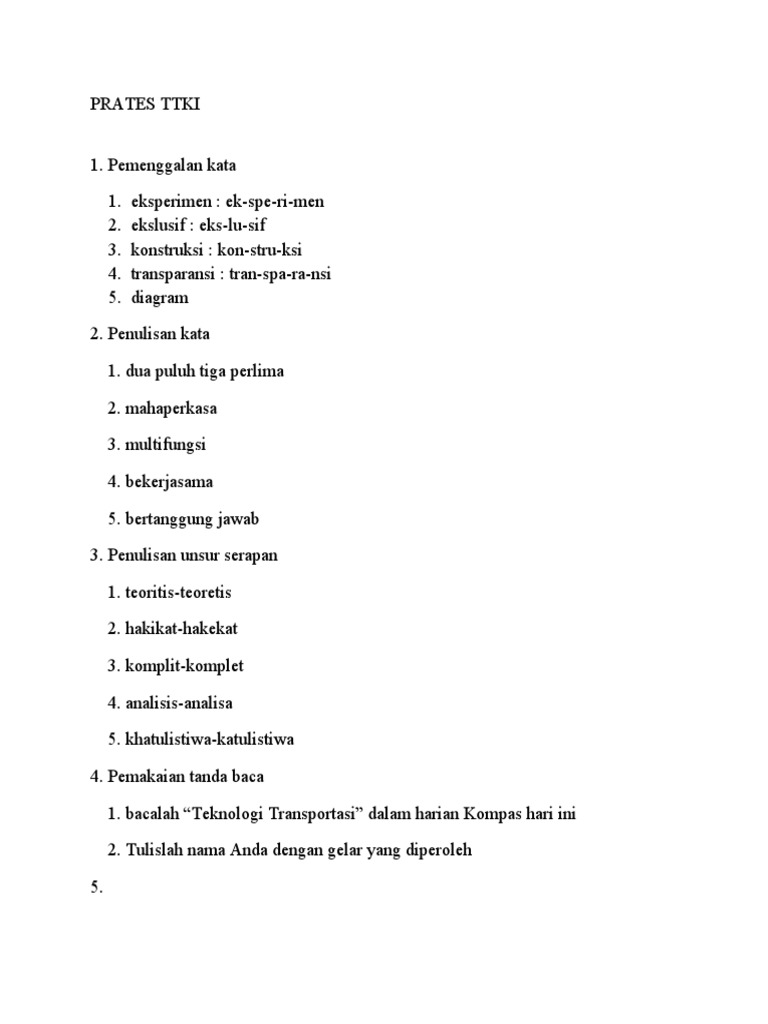 Ejaan 1 Perlatihan | PDF