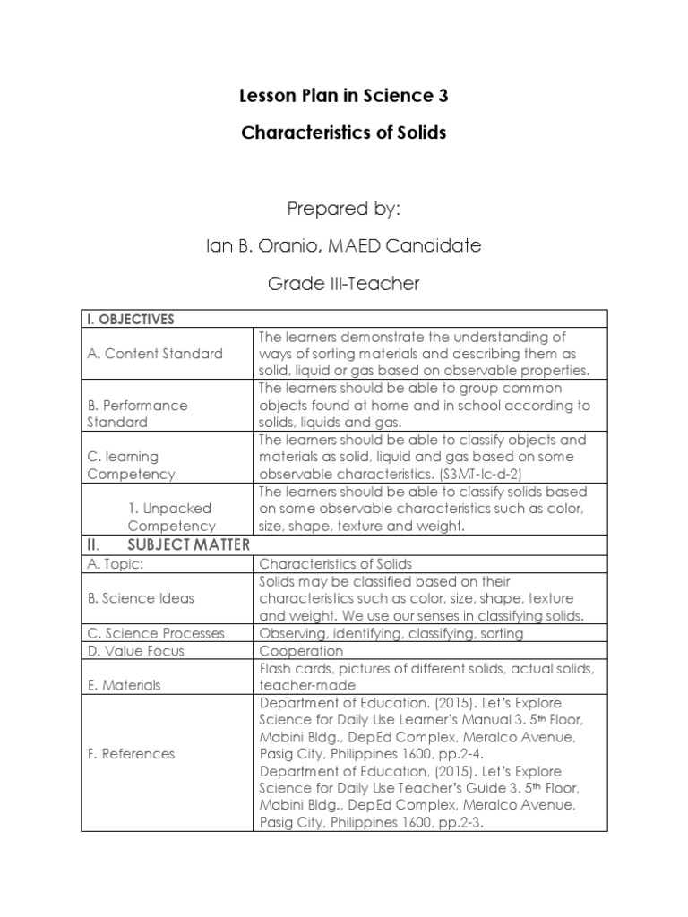 Semi Detailed LP Sample PDF | PDF | Learning | Science