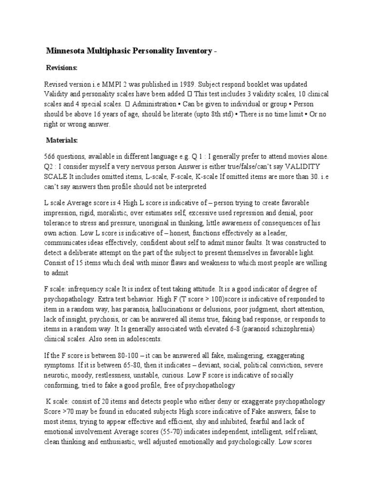 An Overview of the Revisions to the Minnesota Multiphasic Personality ...