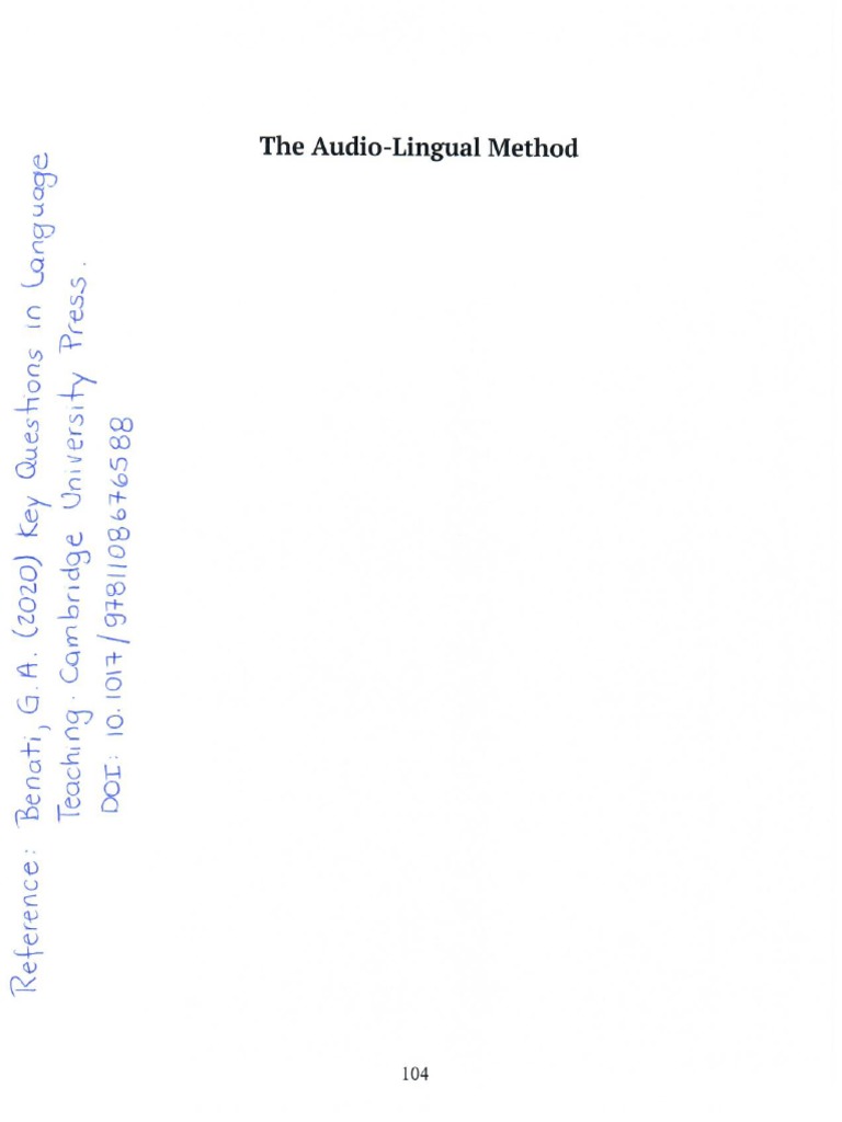 The Audio-Lingual Method-Benati 2020 | PDF