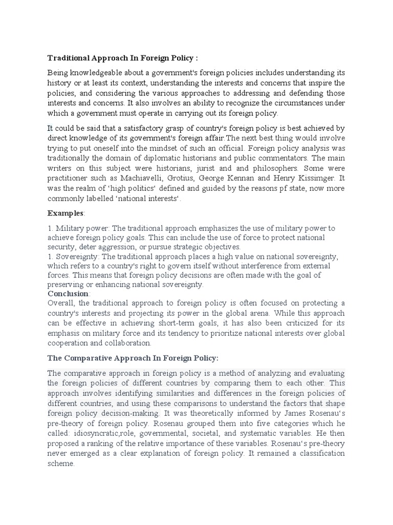 Approaches To Foreign Policy Analysis | PDF