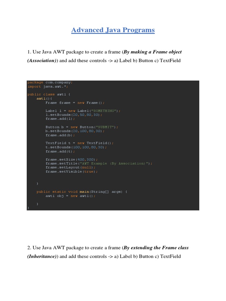 Java Awt Frame Controls Radio Buttons Checkboxes List Choice Textarea Pdf Software 