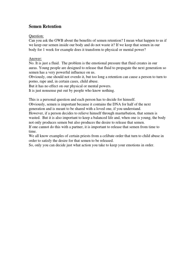 Semen Retention | PDF