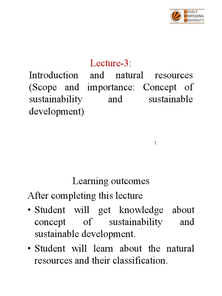 Introduction to sustainability and natural resources | PDF ...
