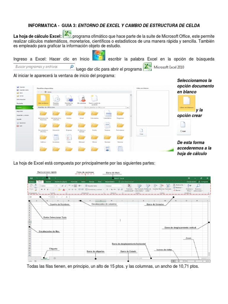Guia # 2 (Grado-11) ENTORNO DE EXCEL Y CAMBIO DE ESTRUCTURA DE CELDA Undecimo | PDF | Microsoft ...