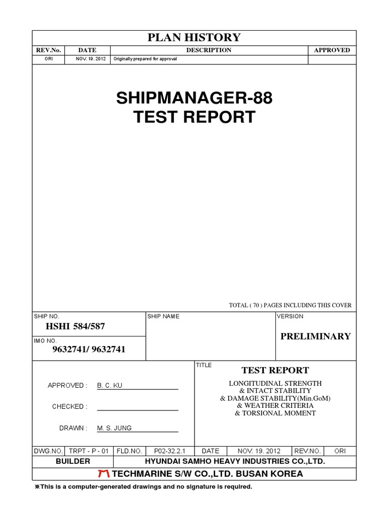 Ship Manager Test Report For 3600 TEU Class Container Carrier | PDF ...