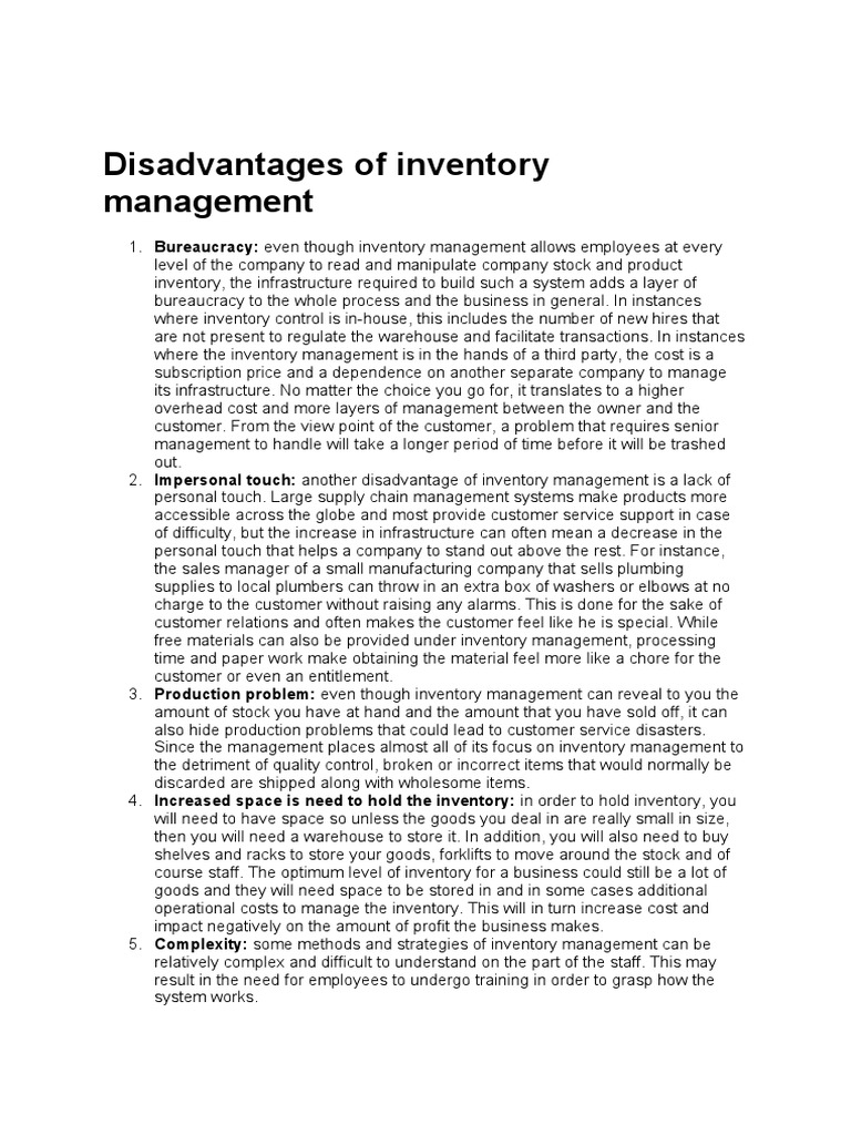 Disadvantages of Inventory Management | PDF | Inventory | Marketing