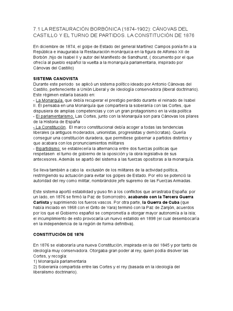 La Constitución de 1876 en España | PDF | Cortes Generales | España