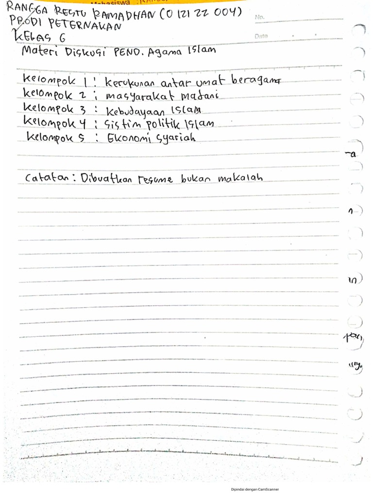 Catatan Agama (RANGGA RESTU RAMADHAN) Prodi Peternakan (Kelas G) | PDF Catatan Agama (RANGGA RESTU RAMADHAN) Prodi Peternakan (Kelas G) | PDF