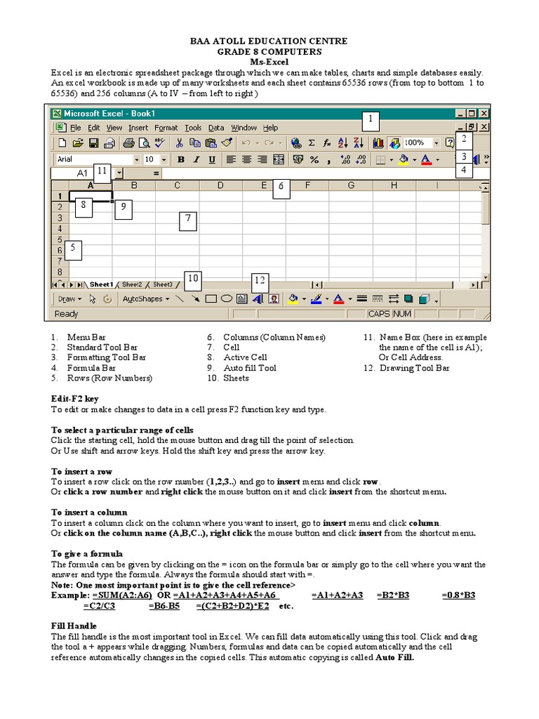 Excel Notes For GRD 8 | Download Free PDF | Microsoft Excel | Software ...