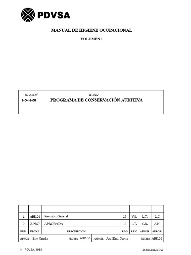 Ho H 08 Aprobada Programa Conservación Auditiva Pdf Sonido Decibel