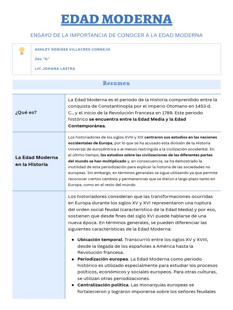 Resumen de la Edad Moderna | PDF | Europa | Edades medias