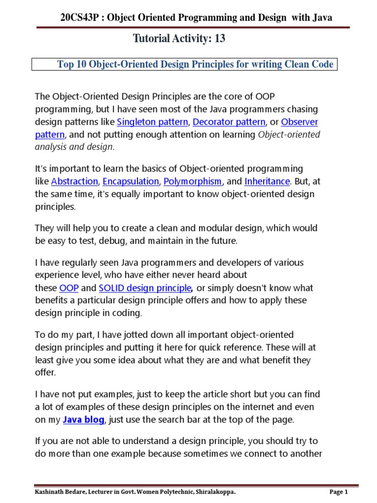 Week 13 Activity PDF | PDF | Object Oriented Programming | Inheritance (Object Oriented Programming)