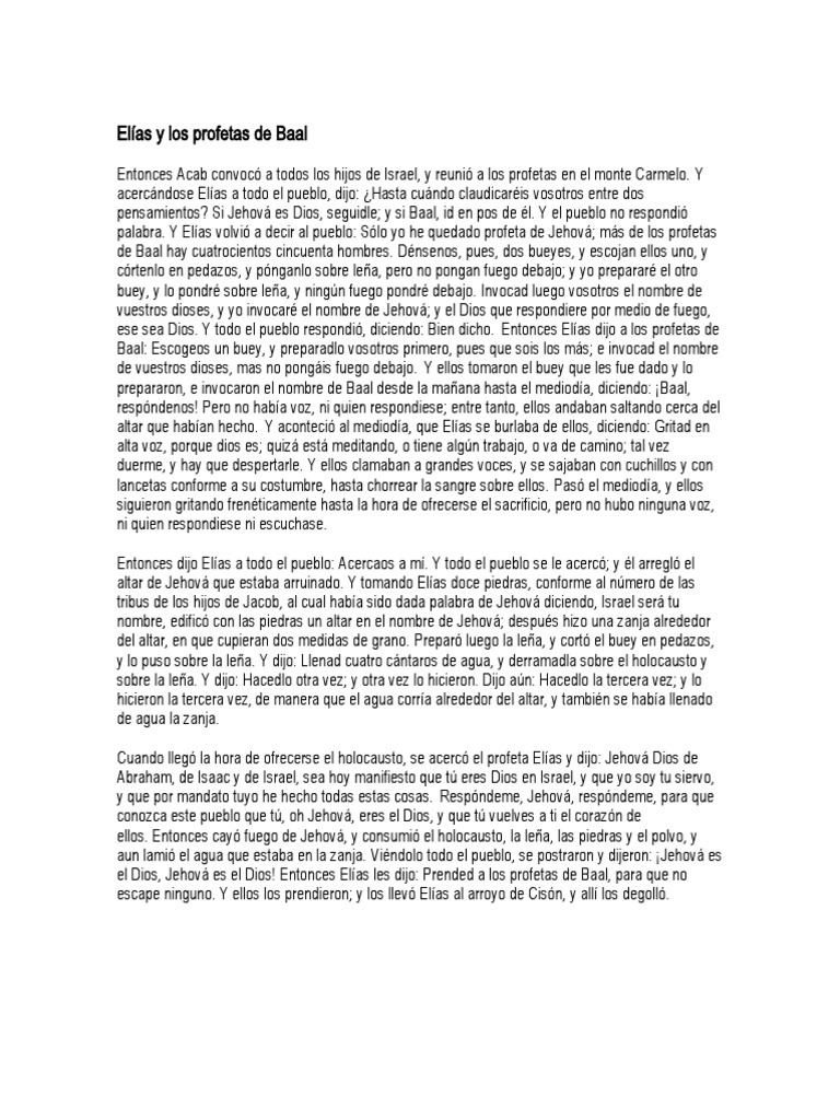 Elías y Los Profetas de Baal | PDF | Elijah | Abrahán