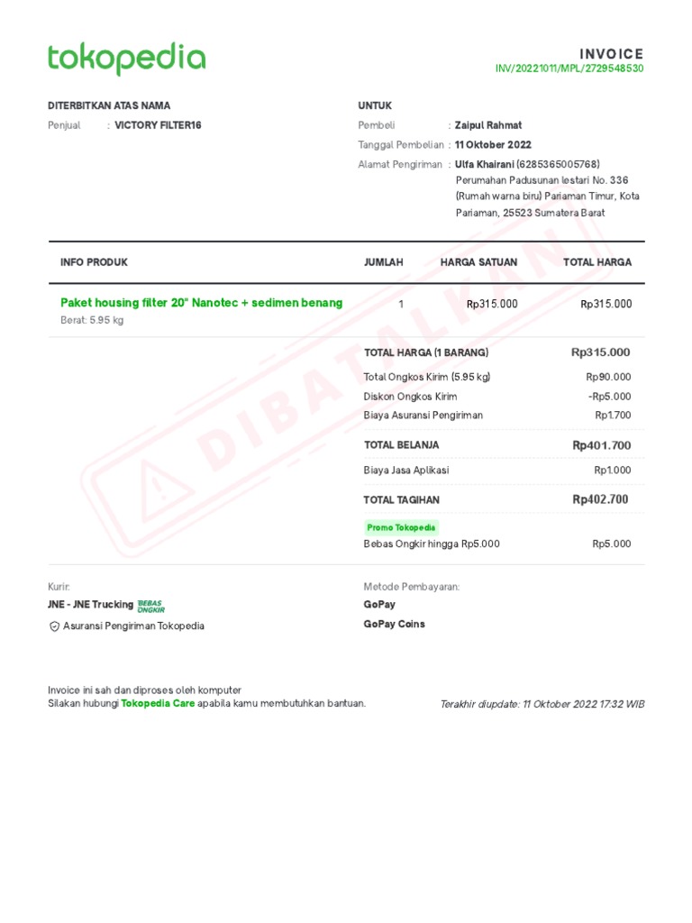 Invoice _ Tokopedia (1) | PDF