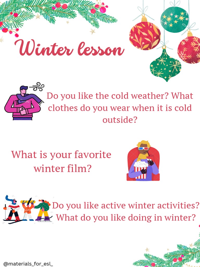 Winter Activities + Song PDF | PDF | Snow | Winter