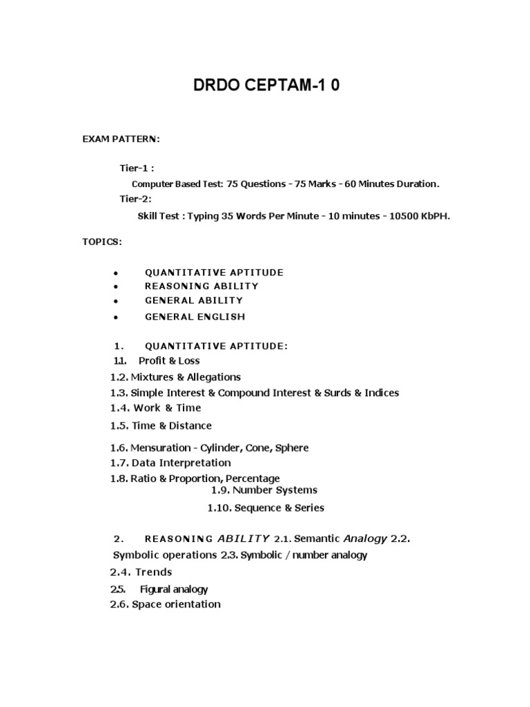 DRDO CEPTAM-10 Exam Pattern & Topics | PDF | Teaching Methods ...