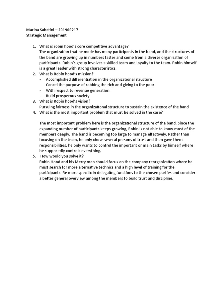 Robin Hood Case Study | PDF