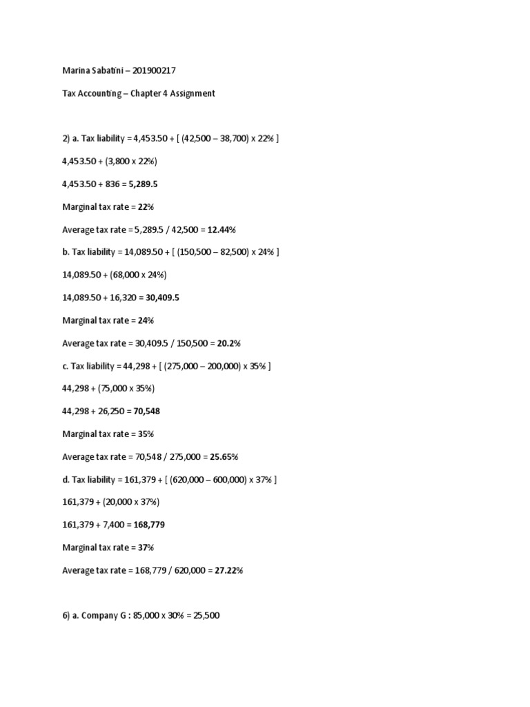 Marina Sabatini Tax Chapter 4 Assignment | PDF