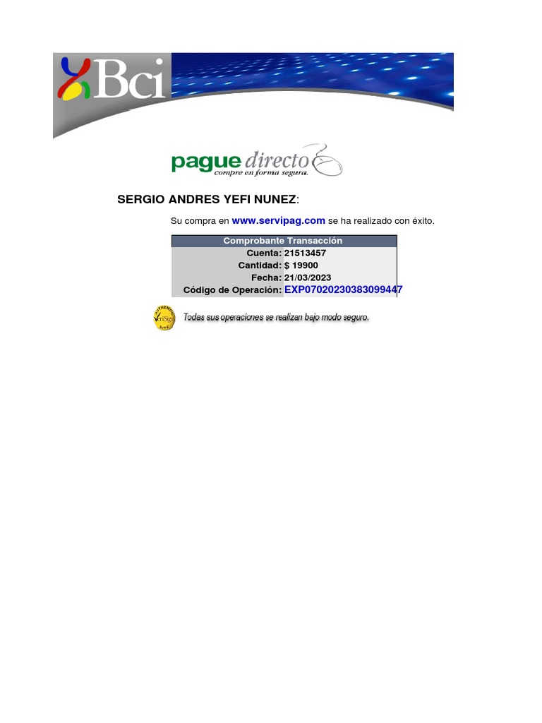 Comprobante Bci PDF | PDF