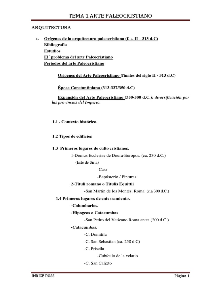 01 Indice Arte Paleocristiano ROSS 2018 PDF | PDF | Constantino el grande