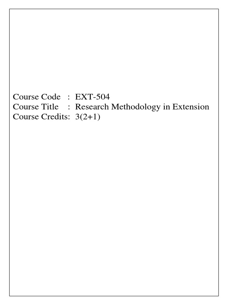 M.Sc. EXT-504 Course Content | PDF | Methodology | Sampling (Statistics)