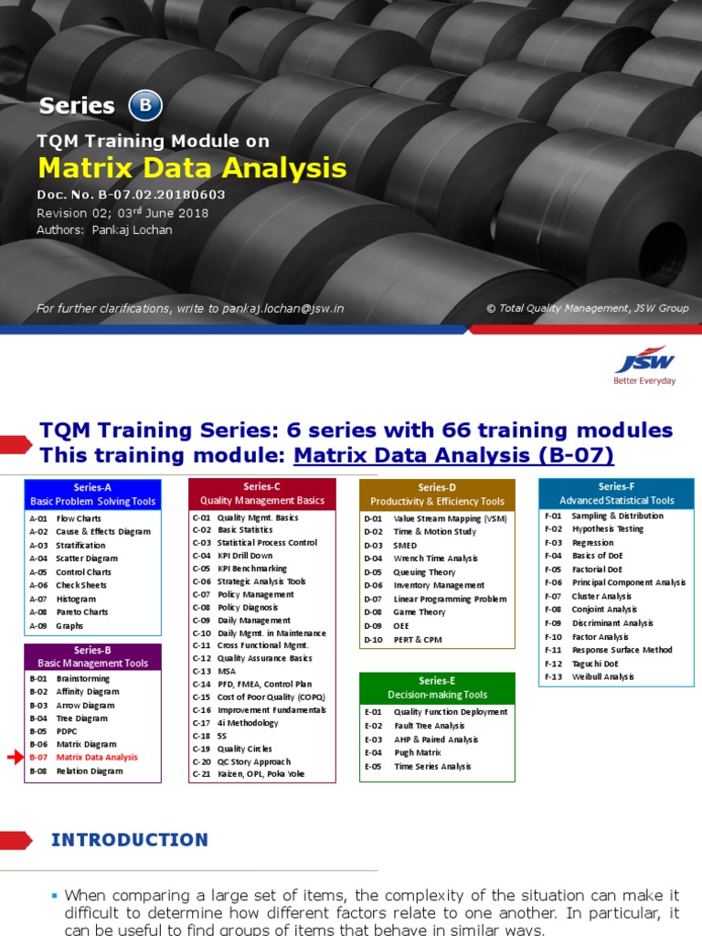 TQM - TRG - B-07 - Matrix Data Analysis - Rev02 - 20180603 PDF | PDF ...