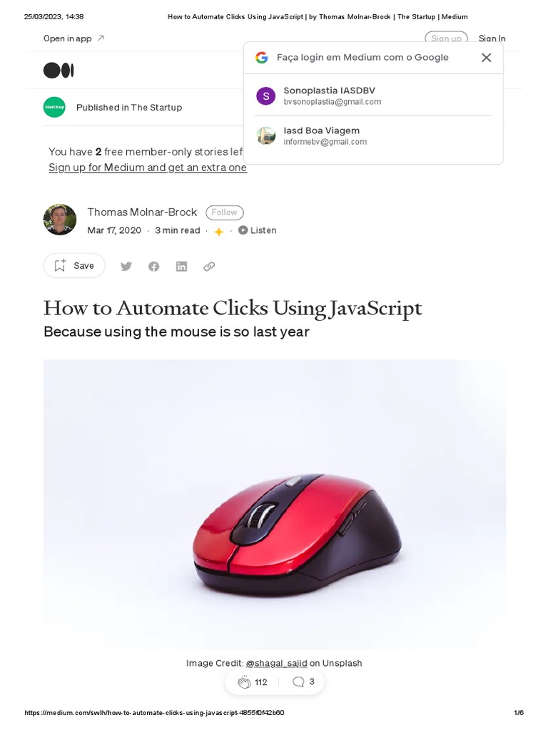 How To Automate Clicks Using JavaScript - by Thomas Molnar-Brock - The Startup - Medium | PDF